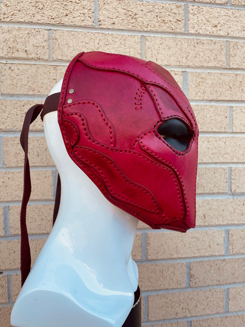 Leather Red Hood Mask made to Order - Etsy