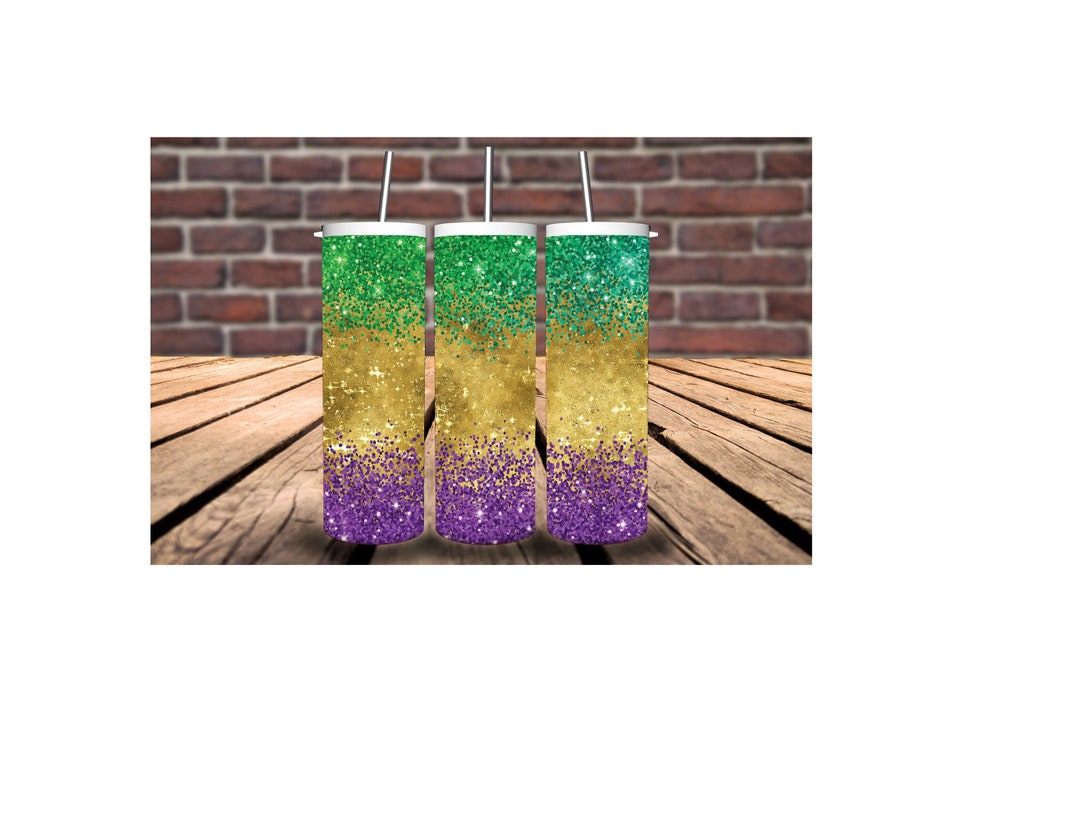 Mardi Gras Glitter Ombre NOLA PNG Tumbler Wrap Green Glitter Purple ...