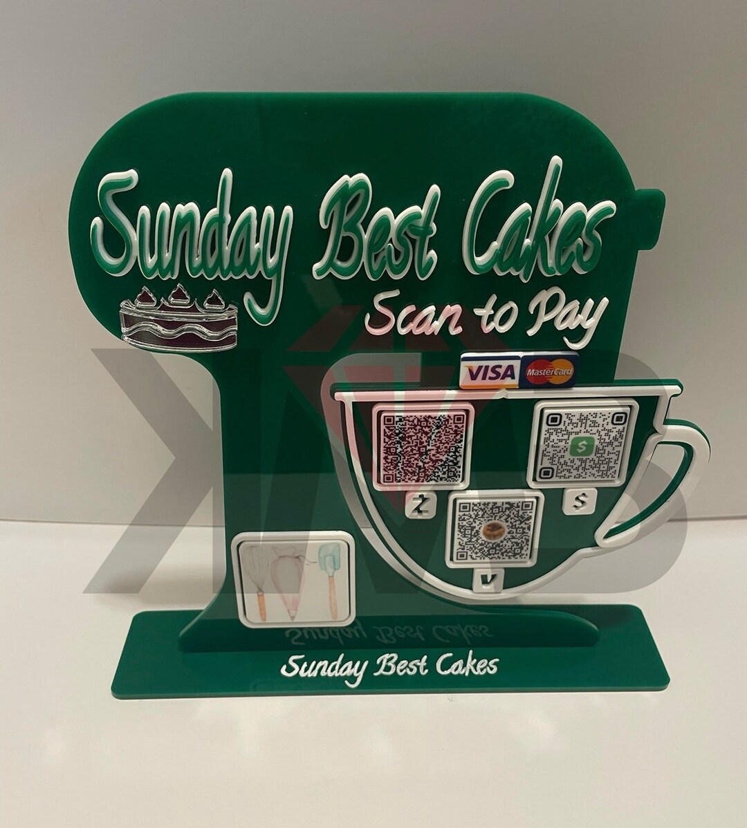 Stand Mixer QR Code Sign, Scan to Pay Sign, Social Media Sign, Cake ...