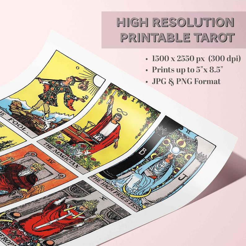Rider Waite Tarot Deck, Full Printable Digital Tarot Cards - Tarot ...
