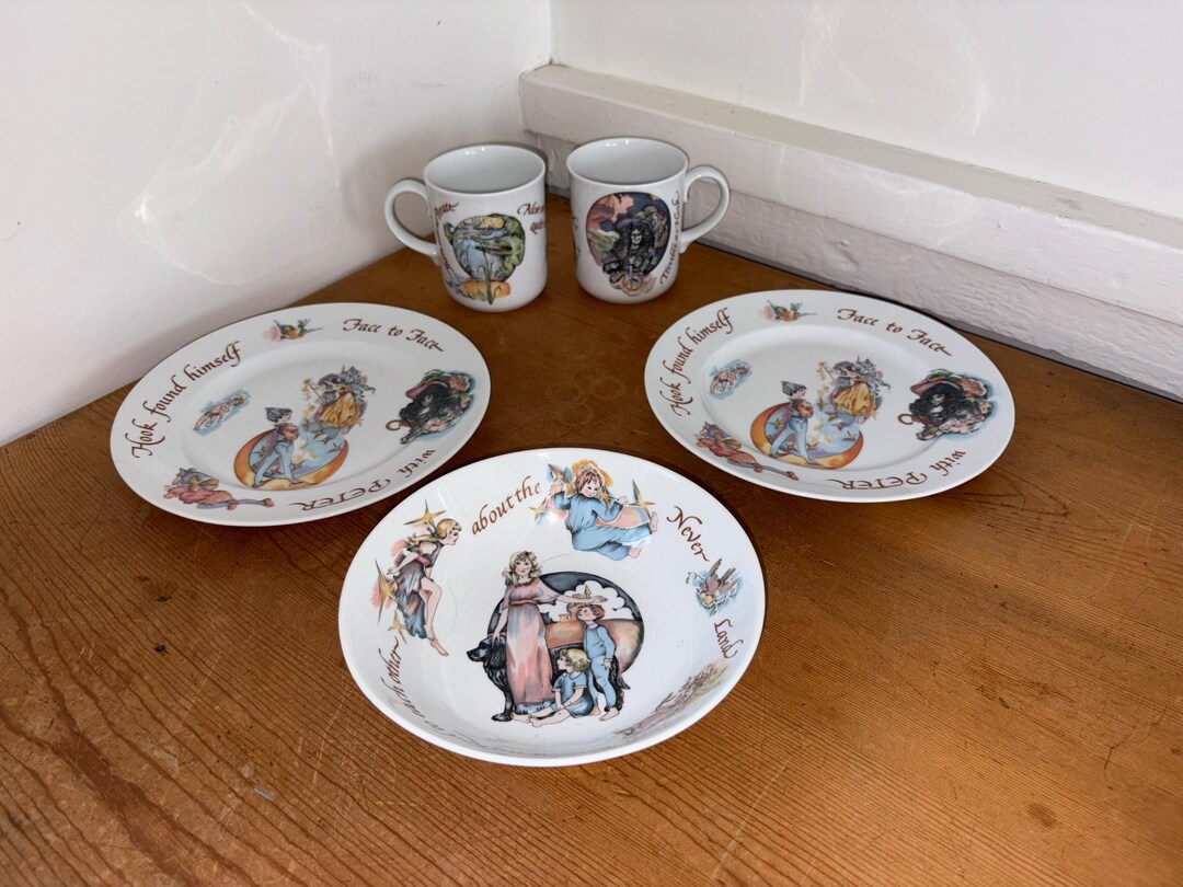 Vintage Royal Worcester Peter Pan Kids Plates Fine Set of 5 Fine ...