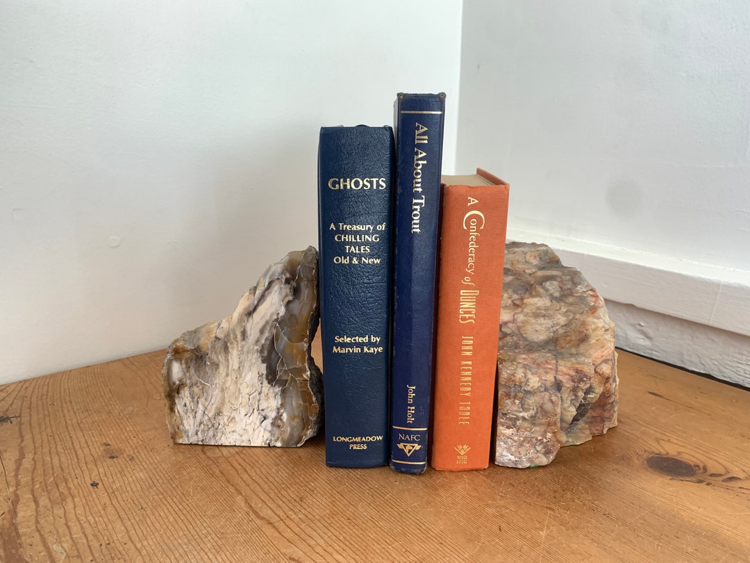 Natural Stone Bookends Mid-century Vintage Stone Live Edge Earthy Rock ...