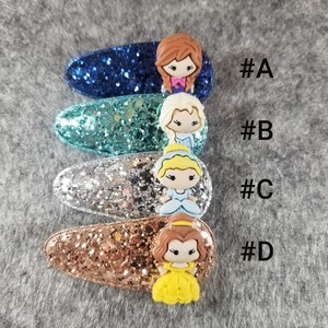 Princess Hair Snap, Disney Princess Snap, Glitter Snap Clips, Glitter ...