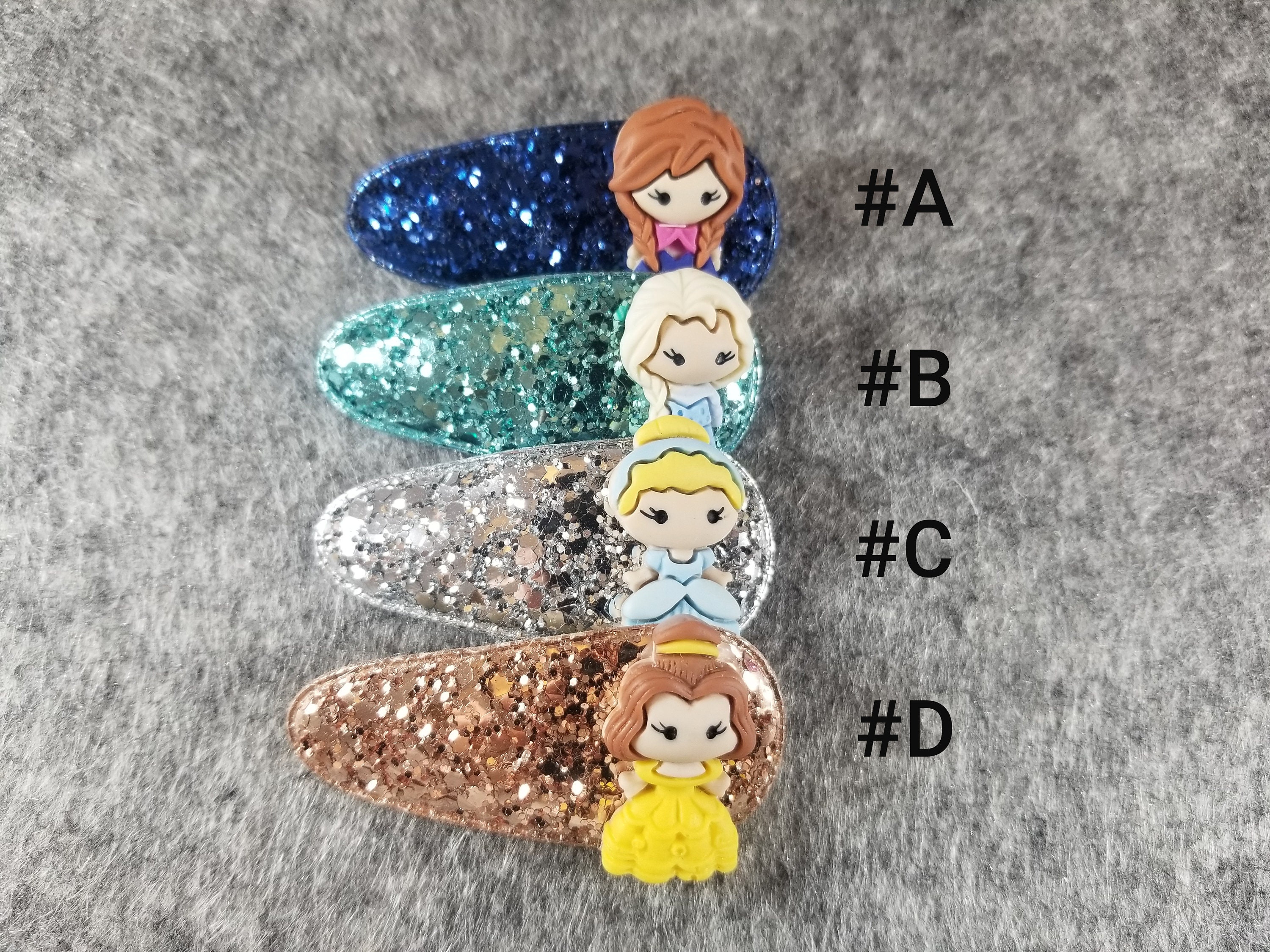 Princess Hair Snap Disney Princess Snap Glitter Snap Clips - Etsy