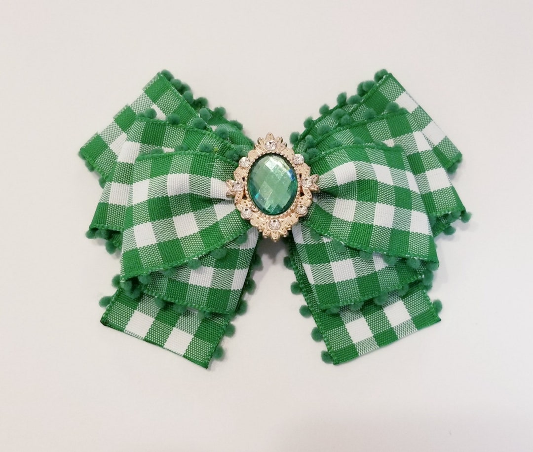 4.5", Green Gingham Bow, Green Check Ribbon Bow, Green Ribbon Bow ...