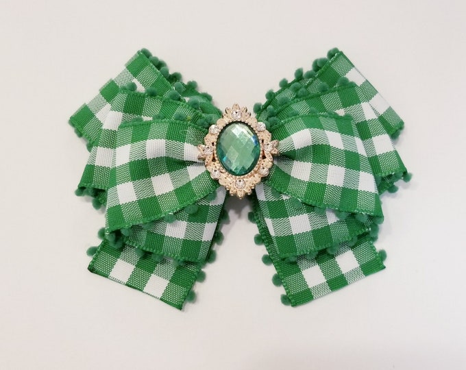 4.5, Green Gingham Bow, Green Check Ribbon Bow, Green Ribbon Bow, Green ...