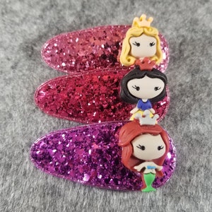 Princess Hair Snap, Disney Princess Snap, Glitter Snap Clips, Glitter ...
