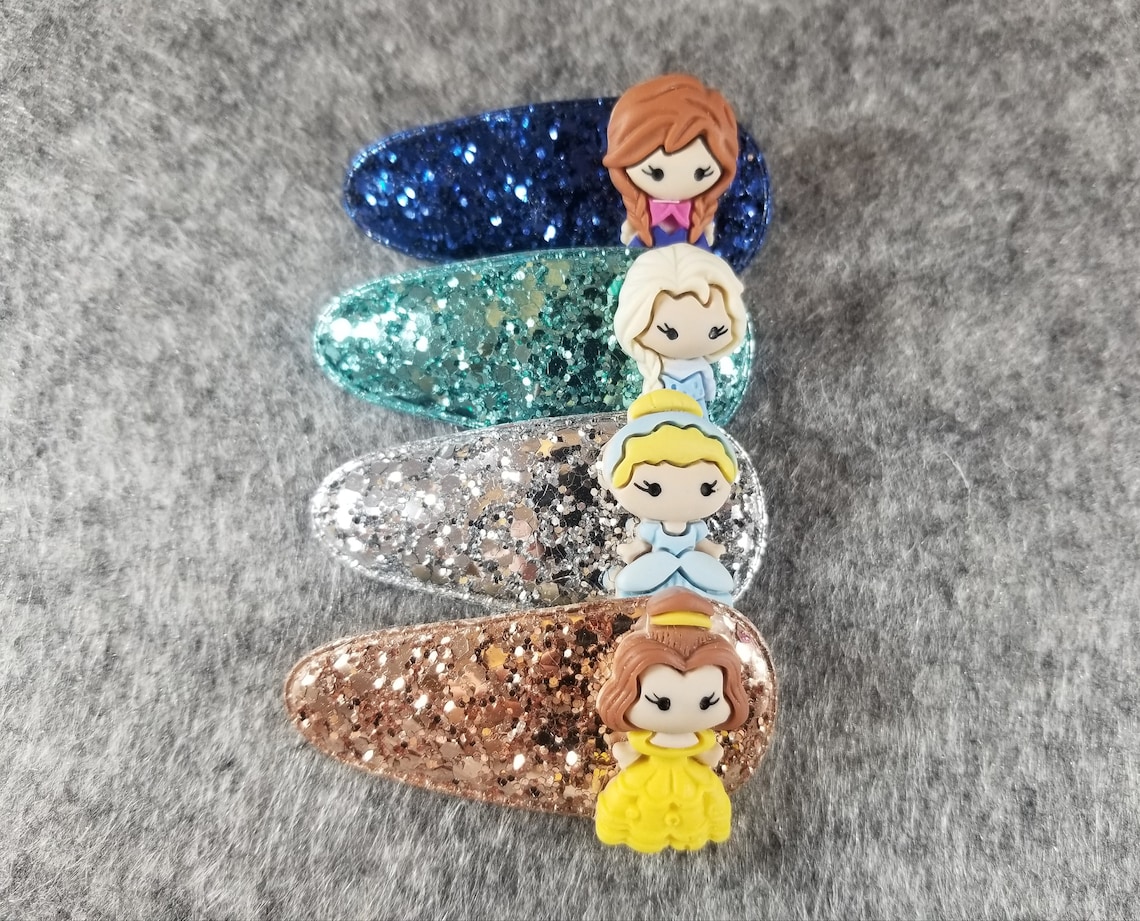 Princess Hair Snap, Disney Princess Snap, Glitter Snap Clips, Glitter ...