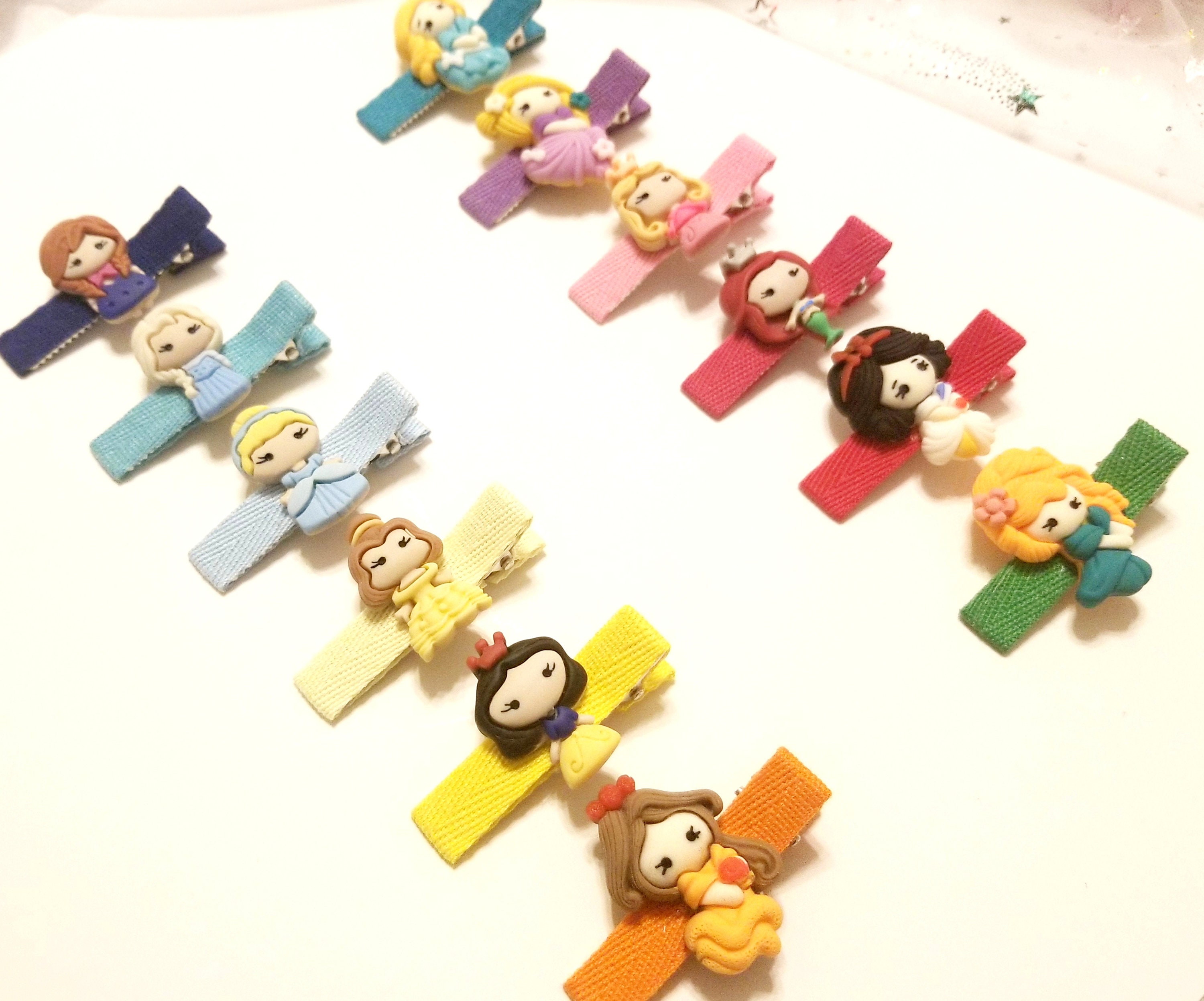 Princess Hair Clips Disney Princess Clips Glitter Snap - Etsy