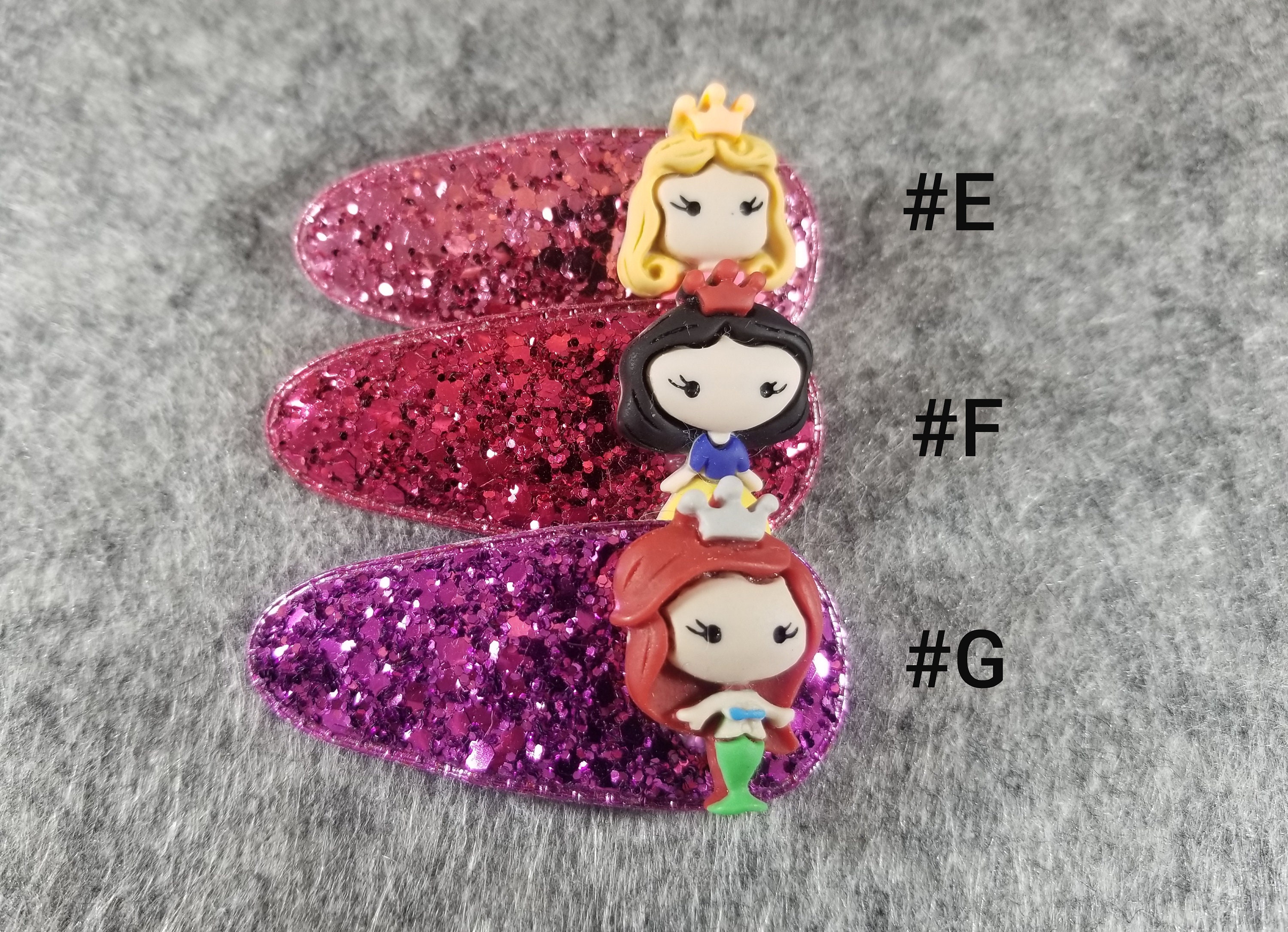 Princess Hair Snap Disney Princess Snap Glitter Snap Clips - Etsy