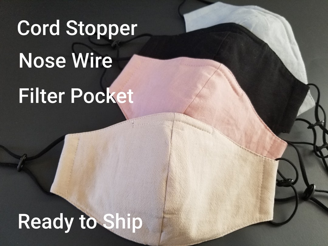 4 Layers, Nose Wire Mask, 3D Mask W/ Filter Pocket, Cord Stopper ...