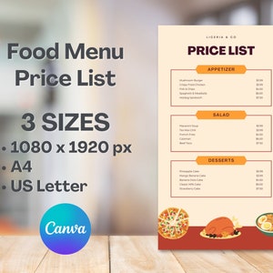 Elegant Minimalist Food Price List Template, Price List Template ...