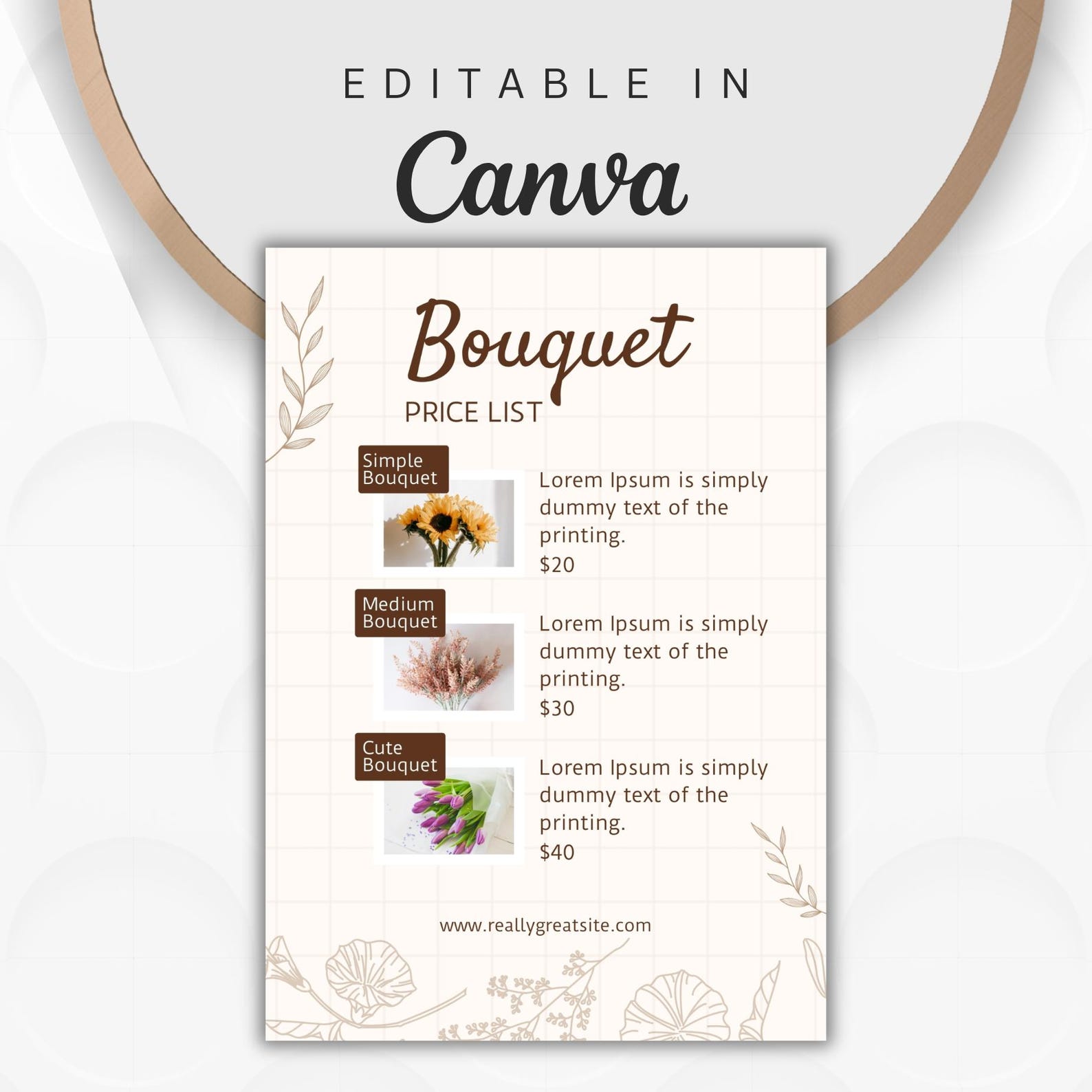 Flower Shop Price List Template: Editable Bouquet Pricing (canva) - Etsy