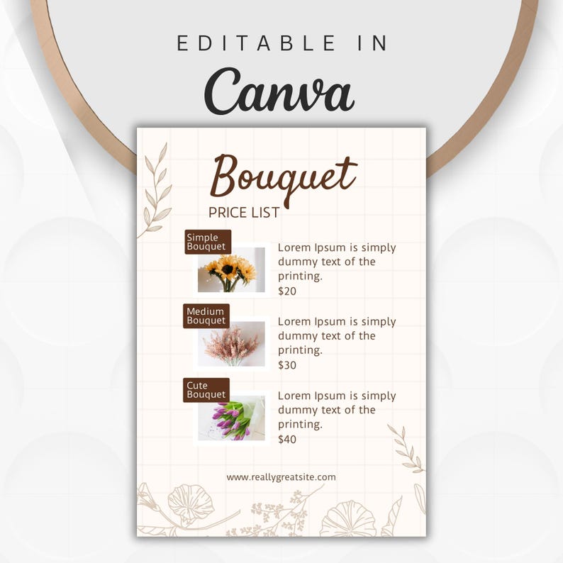 Flower Shop Price List Template, Price List Template, Bouquet Price ...