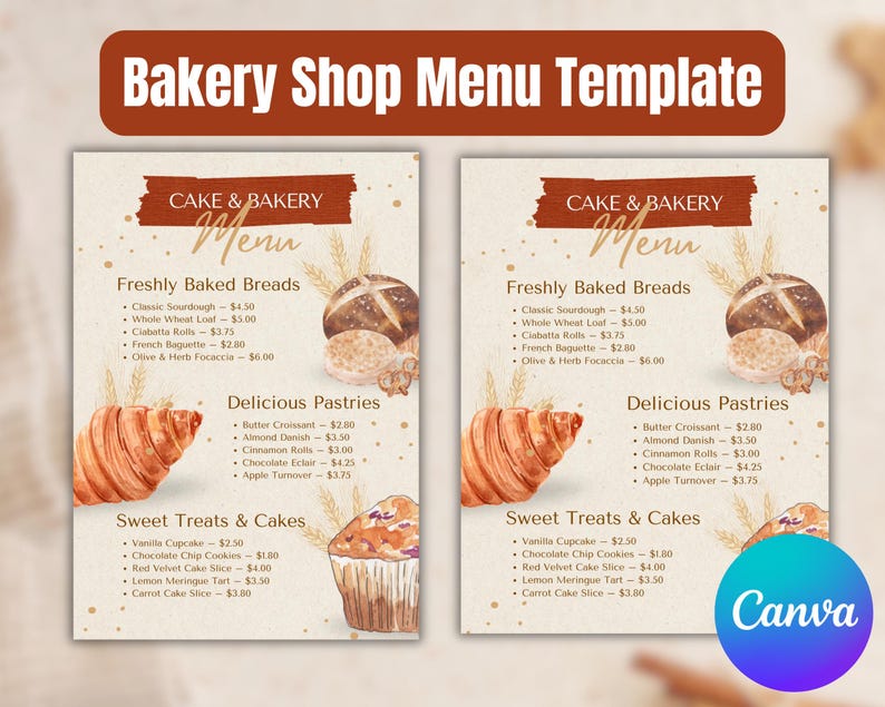 An Editable Bakery Shop Menu Price List Template Suitable for Home ...