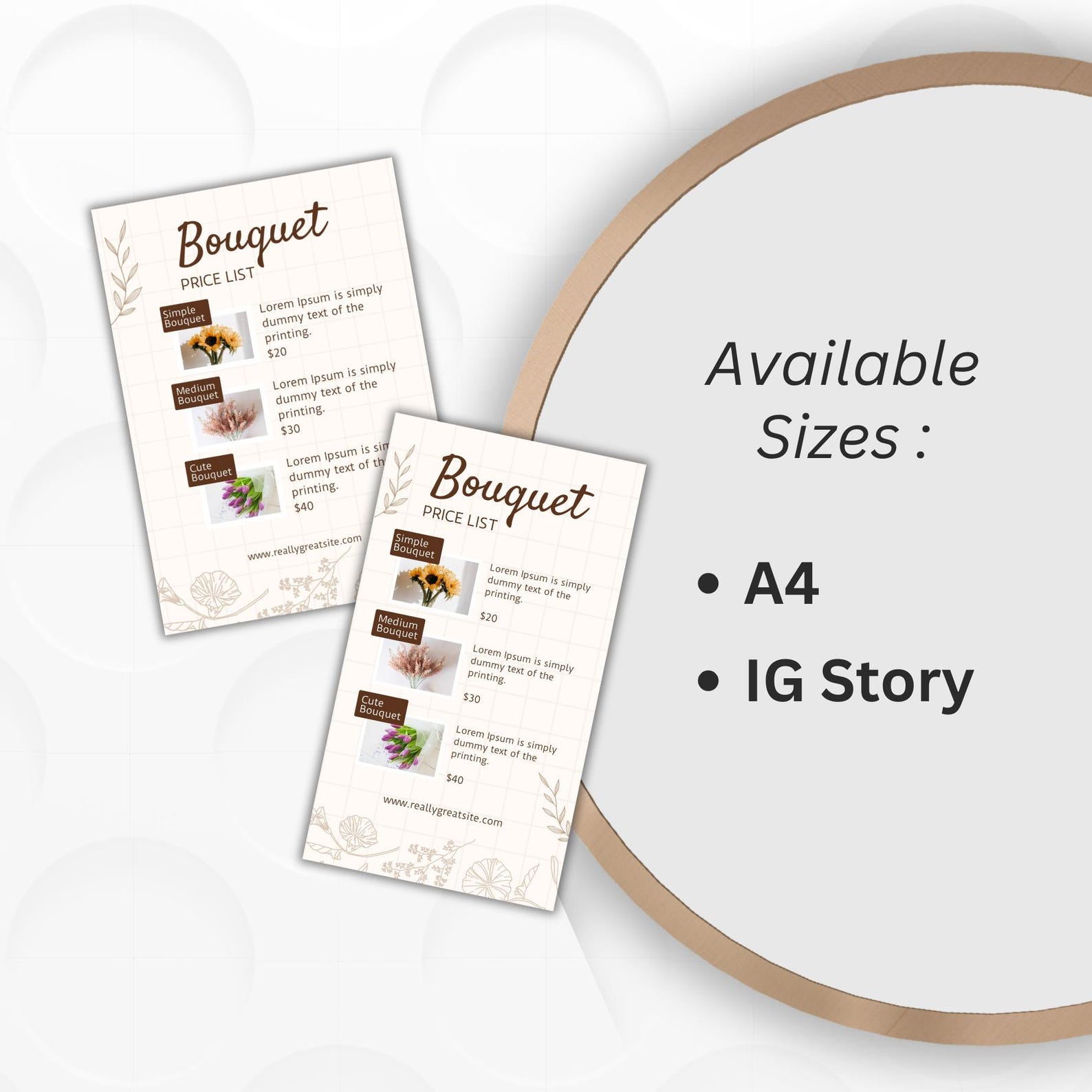 Flower Shop Price List Template, Price List Template, Bouquet Price ...