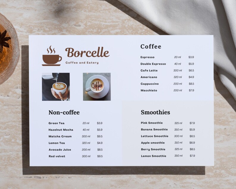 Elegant Simple Minimalist Coffee Shop Food Menu Template, Food Menu ...