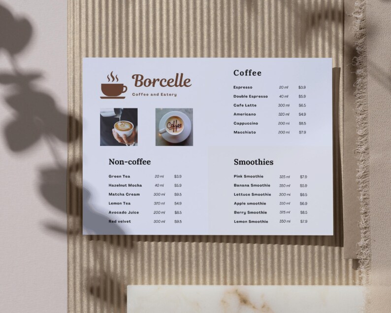 Elegant Simple Minimalist Coffee Shop Food Menu Template, Food Menu ...