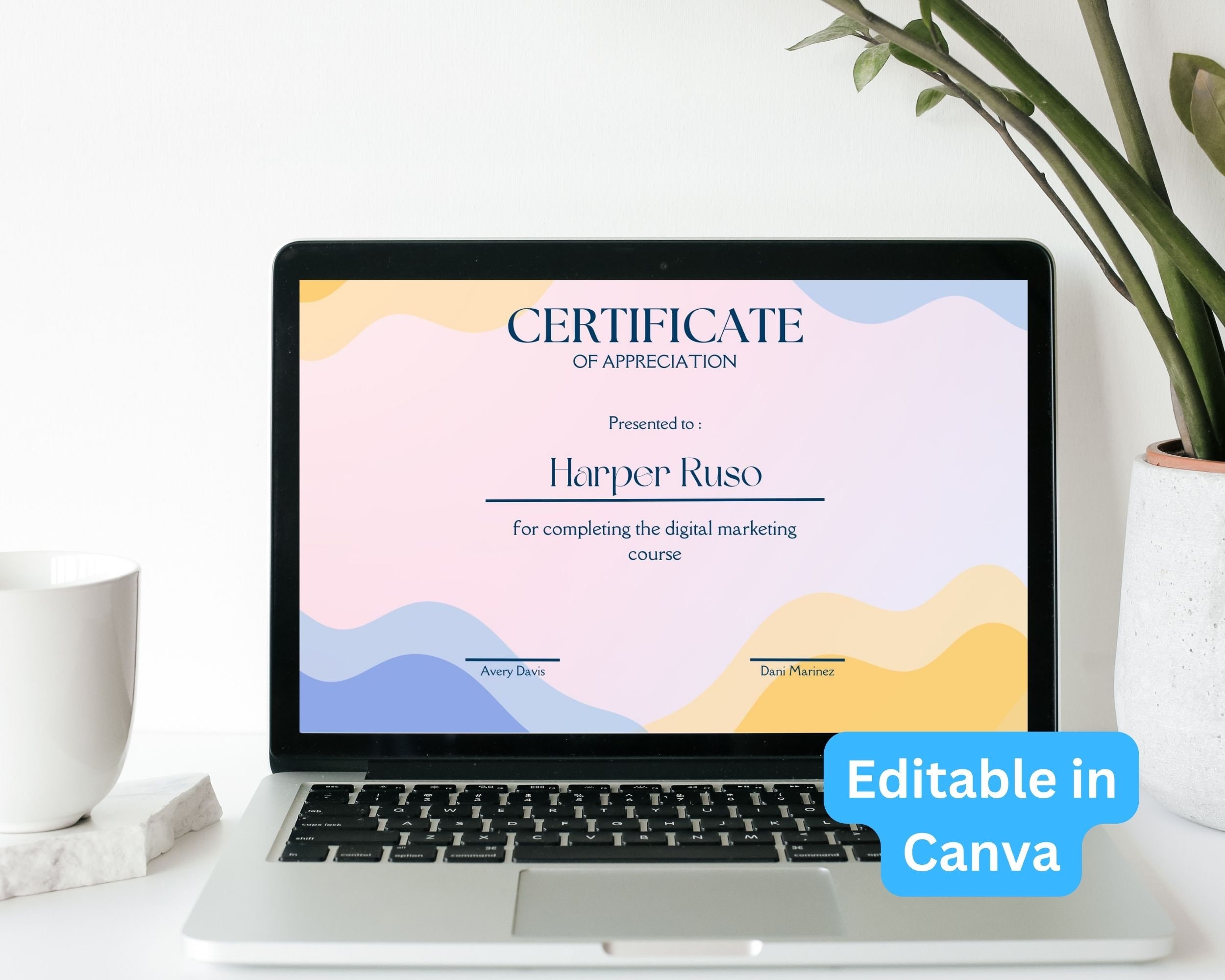 Certificate of Appreciation Template, Editable Certificate of ...