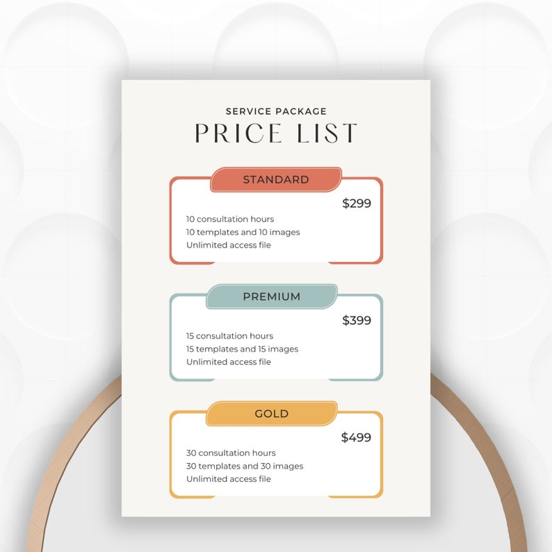 Minimalist Price List Template: Editable Canva Design (digital Download ...