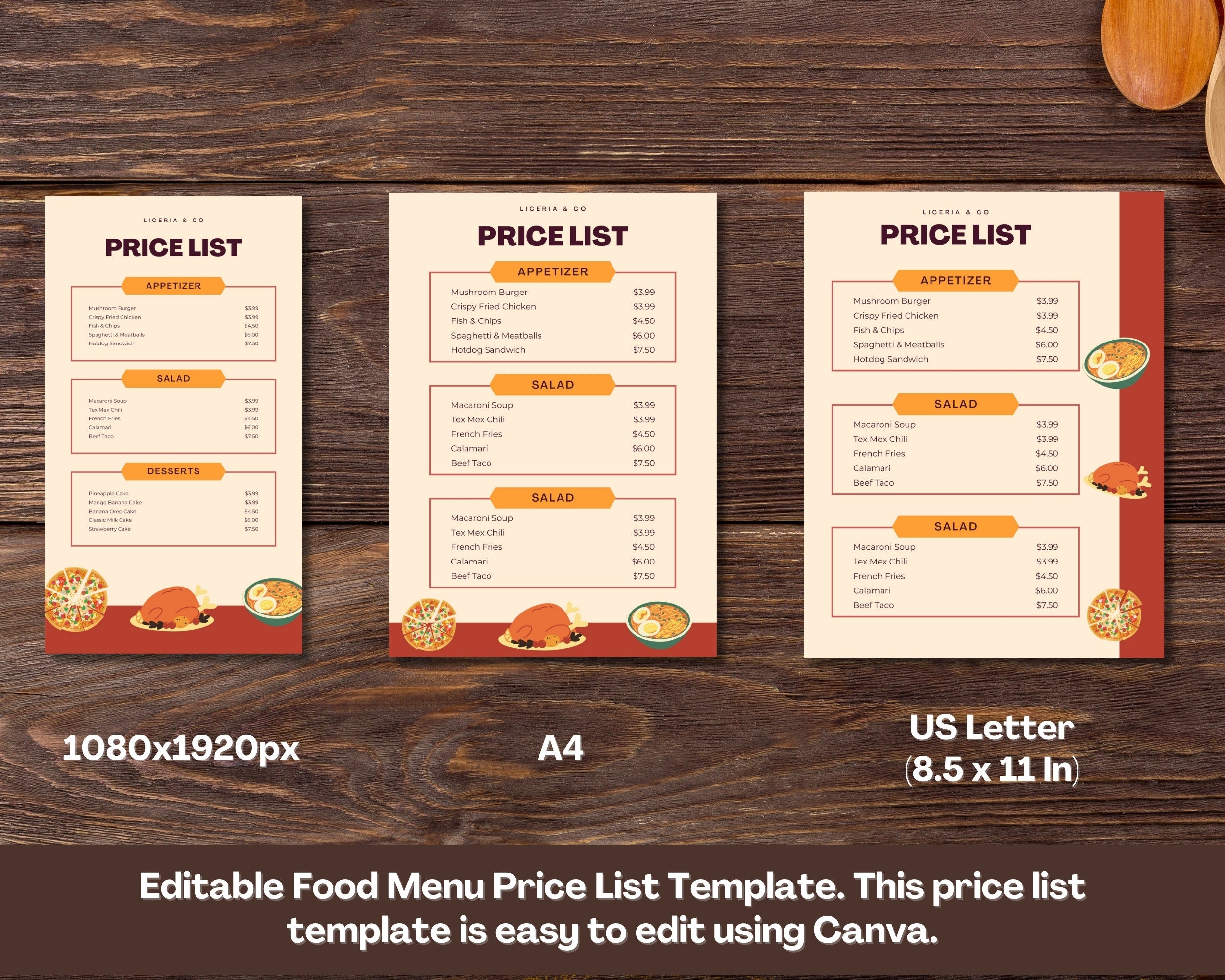 Elegant Minimalist Food Price List Template, Price List Template ...