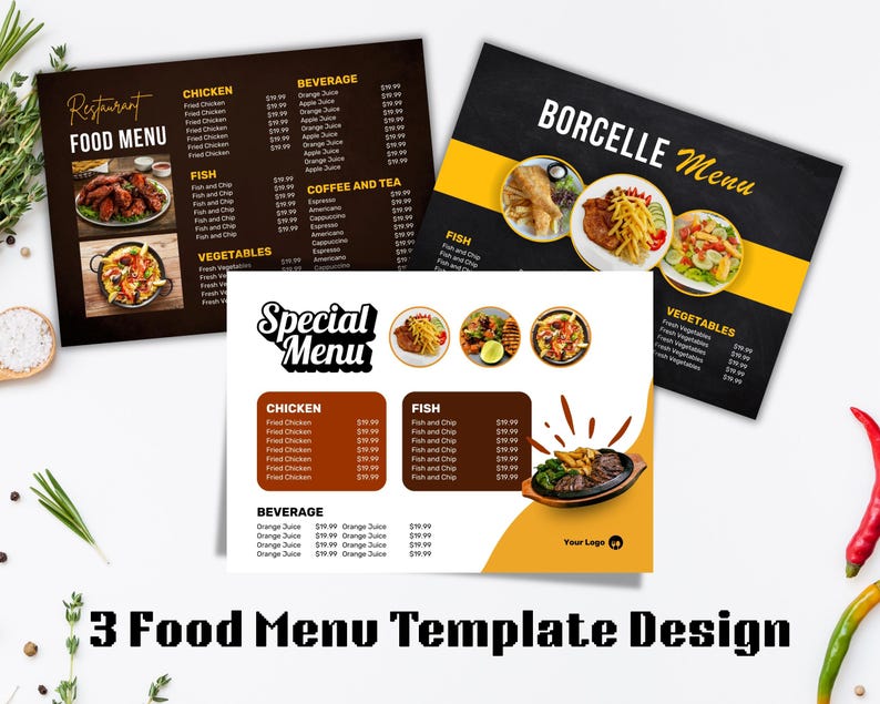 Food Menu Template, Editable Food Menu Template, Restaurant Menu ...