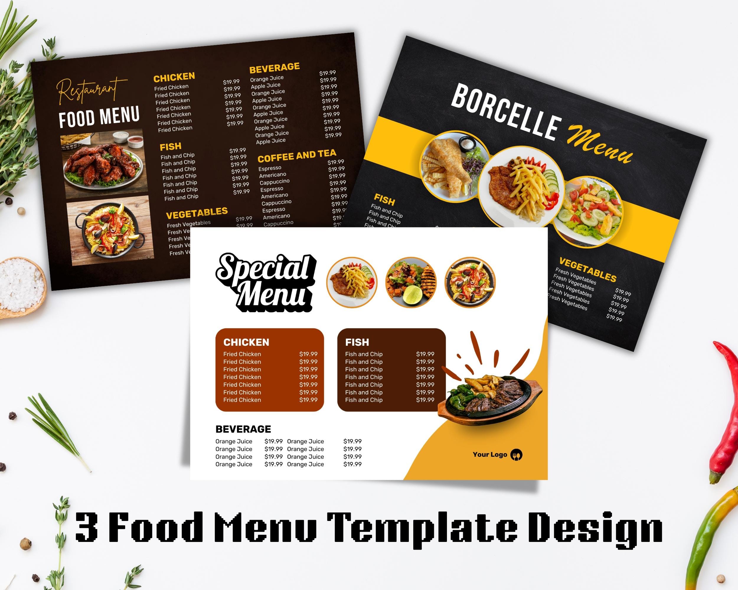 Food Menu Template, Editable Food Menu Template, Restaurant Menu ...