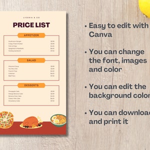 Elegant Minimalist Food Price List Template, Price List Template ...