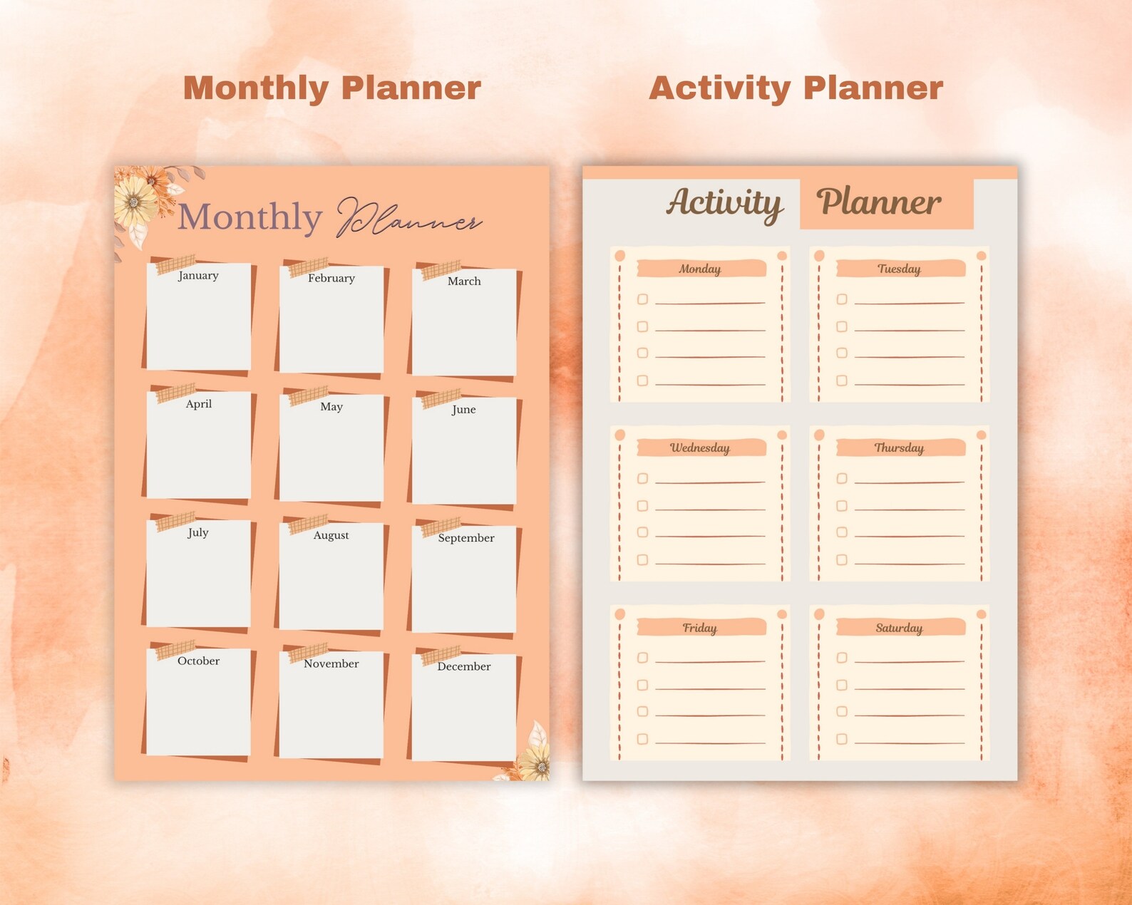 Peach Minimalist Digital Planner, Digital Planner Canva Template ...