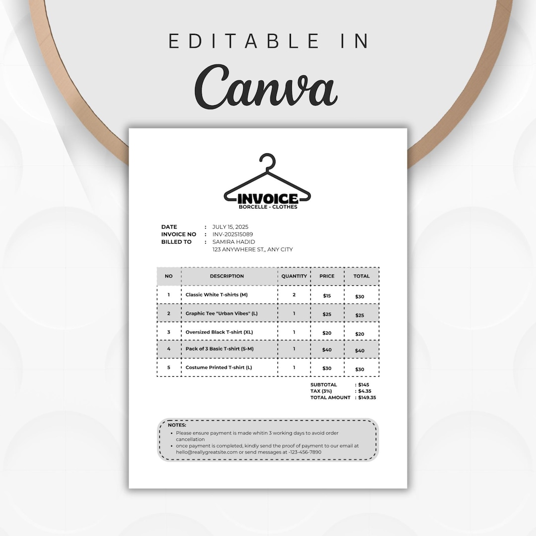 Minimalist Business Invoice Template: Laundry Service (canva Template ...