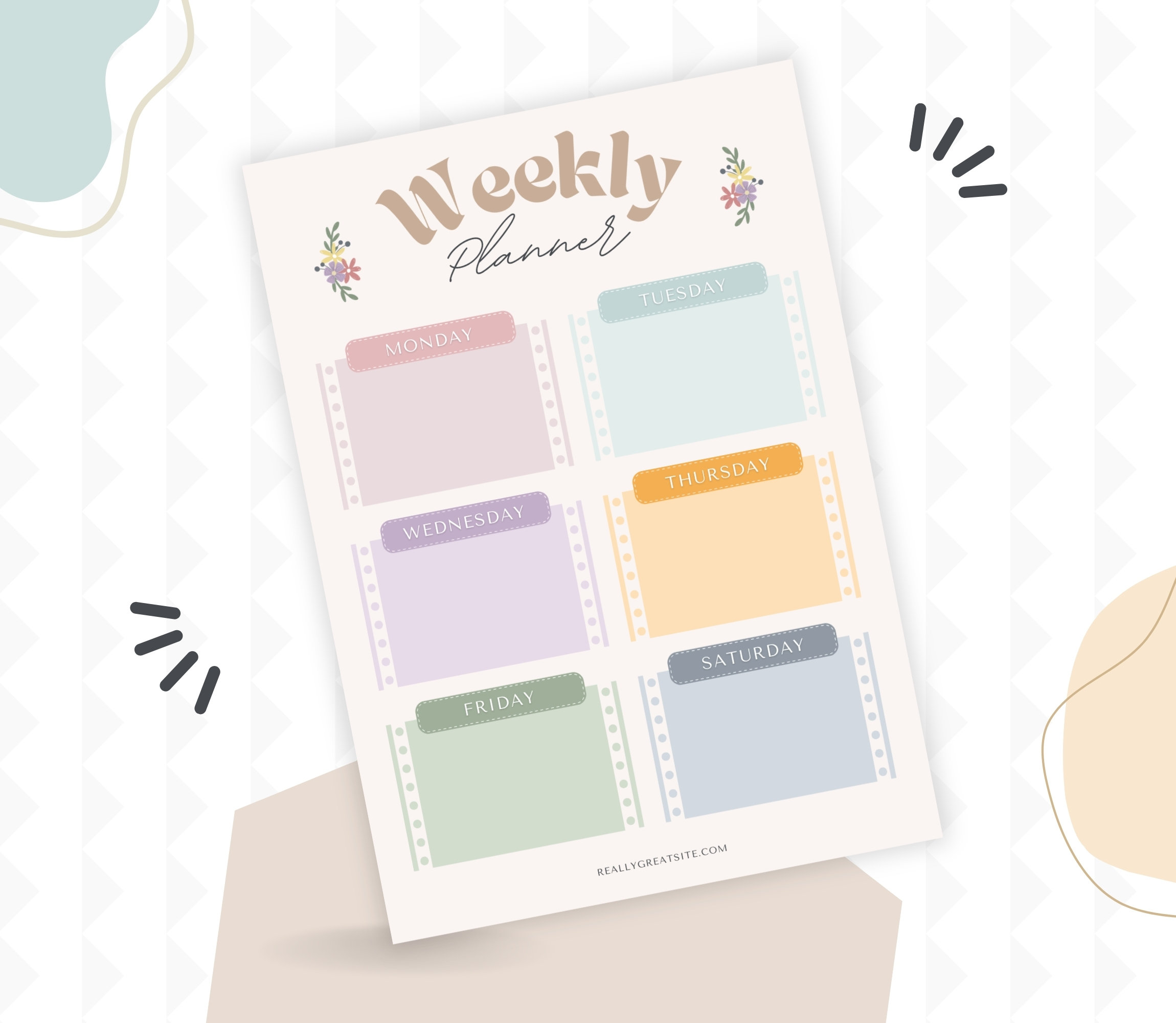 Cute Floral Colorful Weekly Planner Template, Minimalist Planner, Canva ...