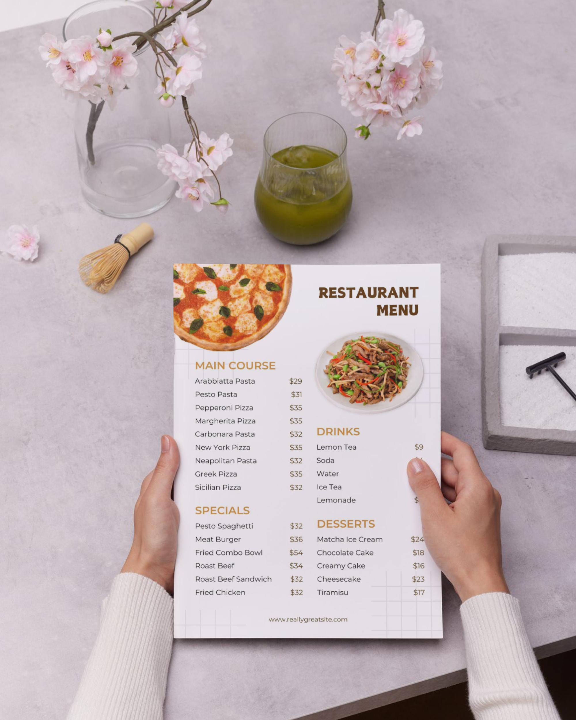 Simple Minimalist Restaurant Food Menu Canva Template, Easy to Edit ...
