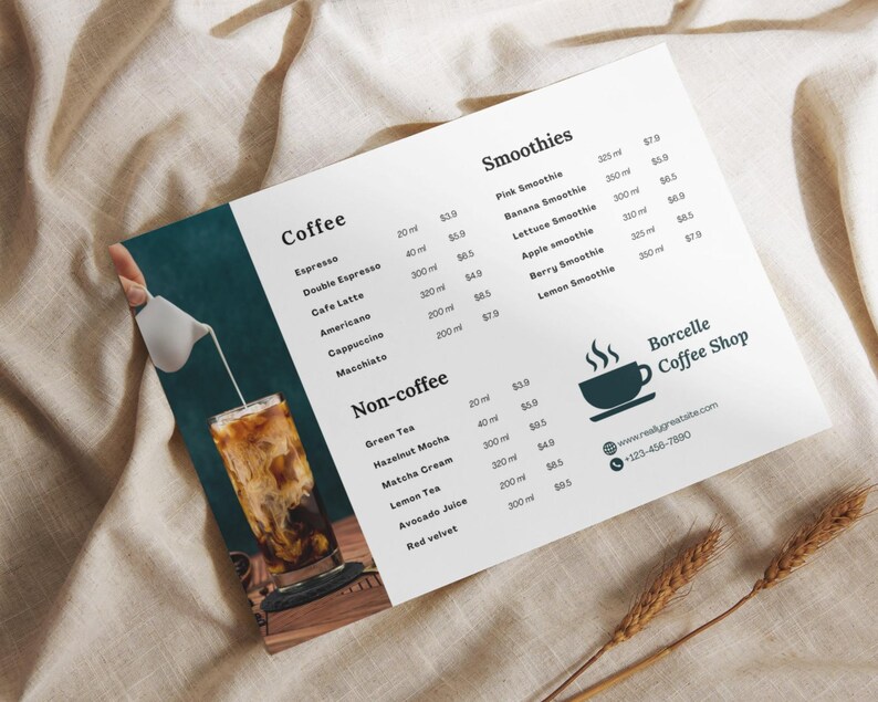Elegant Coffee Shop Menu Template: Minimalist Design (canva Editable ...
