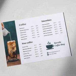 Elegant Simple Minimalist Coffee Shop Food Menu Template, Food Menu ...