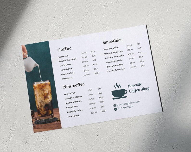 Elegant Coffee Shop Menu Template: Minimalist Design (canva Editable ...