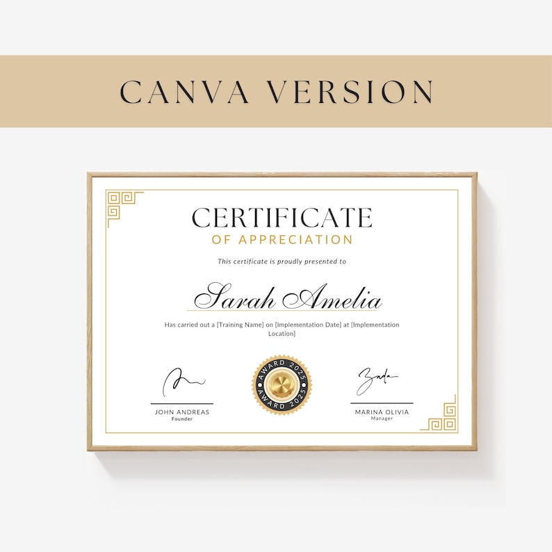 Canva Certificate Template: Appreciation & Completion (digital Download ...