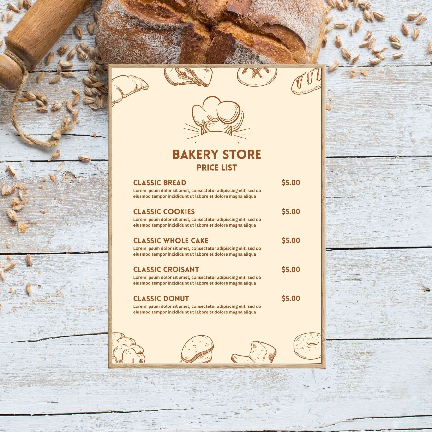 Price List Template, Bakery Price List Template, Bakery Instagram Price ...