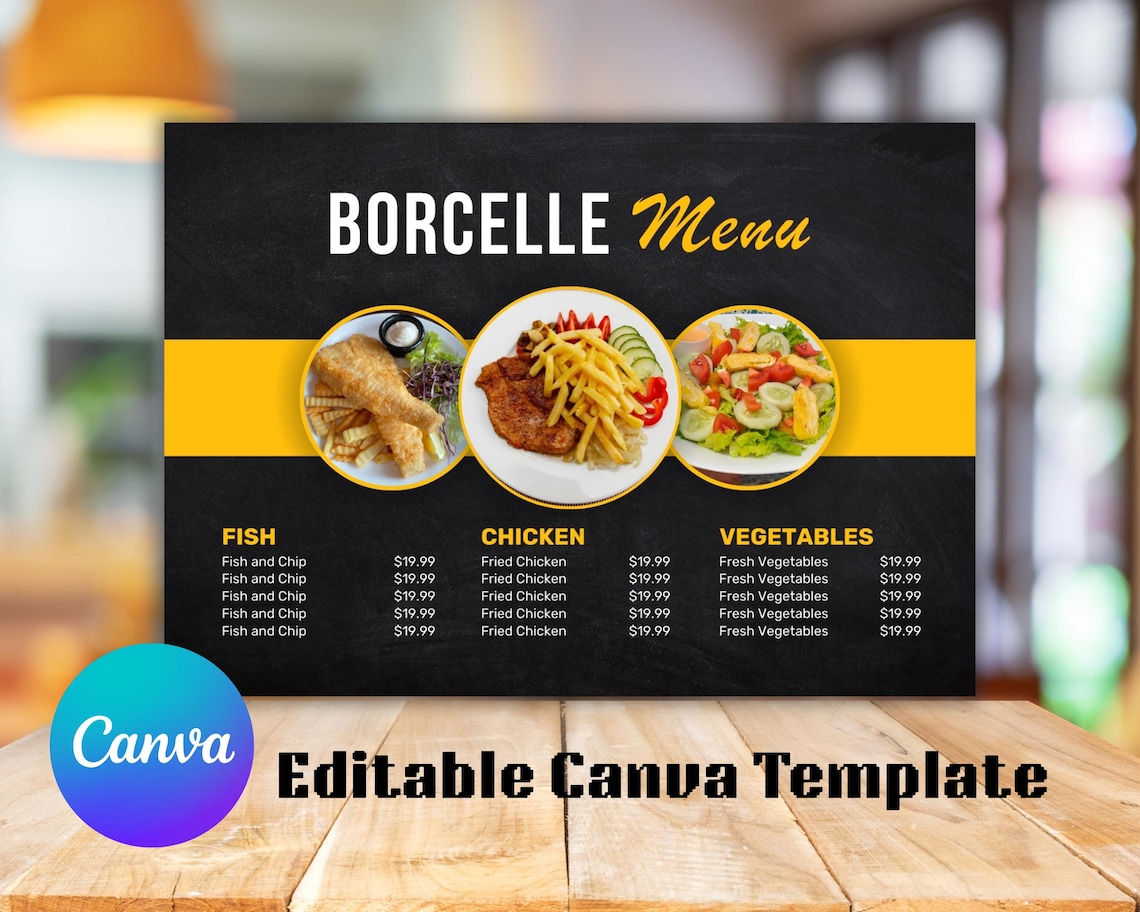 Editable Restaurant Food Menu Template (canva) - Etsy