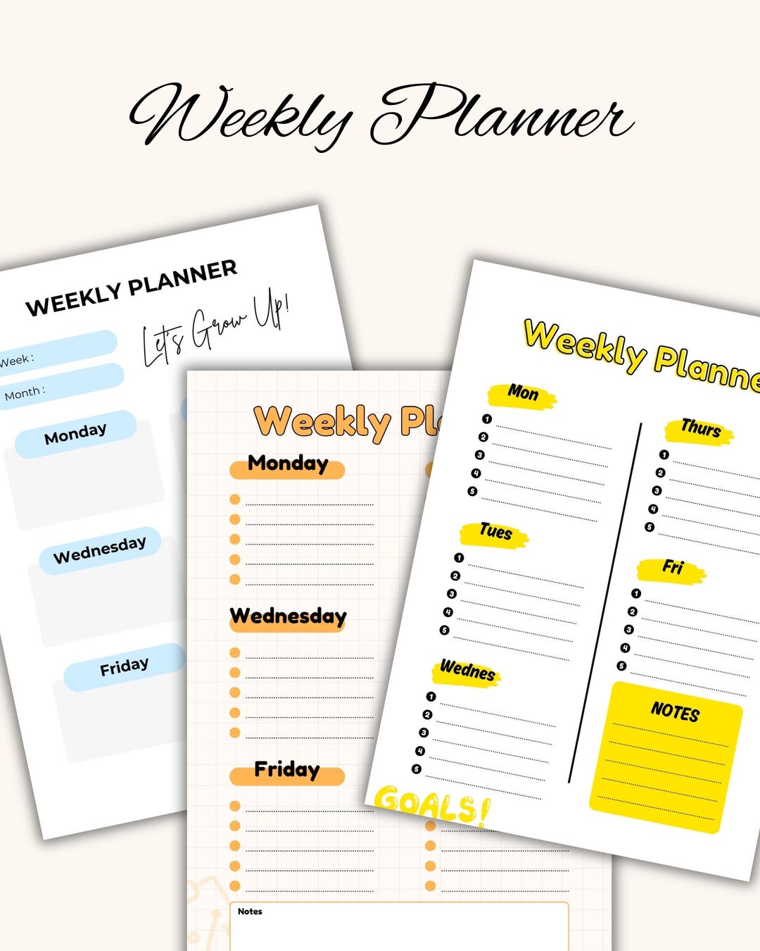 Printable Weekly Planner Template To Do List Organizer Pdf Etsy