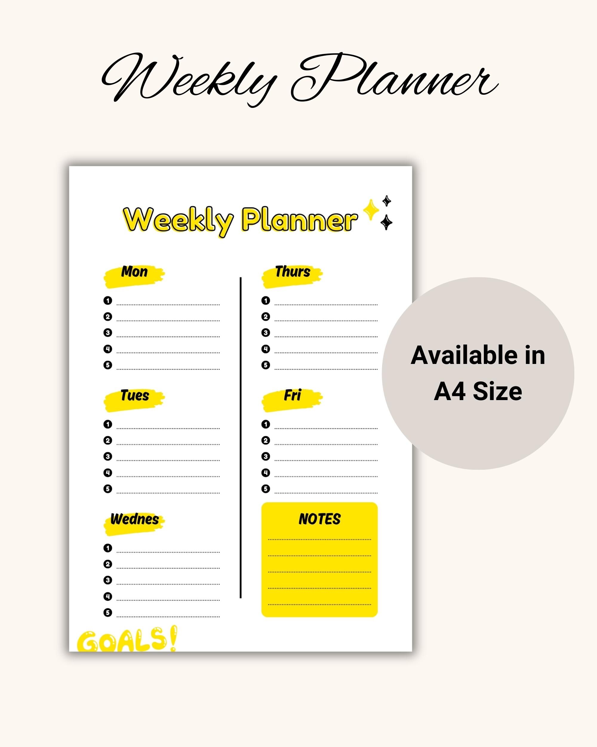 Printable Weekly Planner Template: To-do List Organizer (PDF) - Etsy