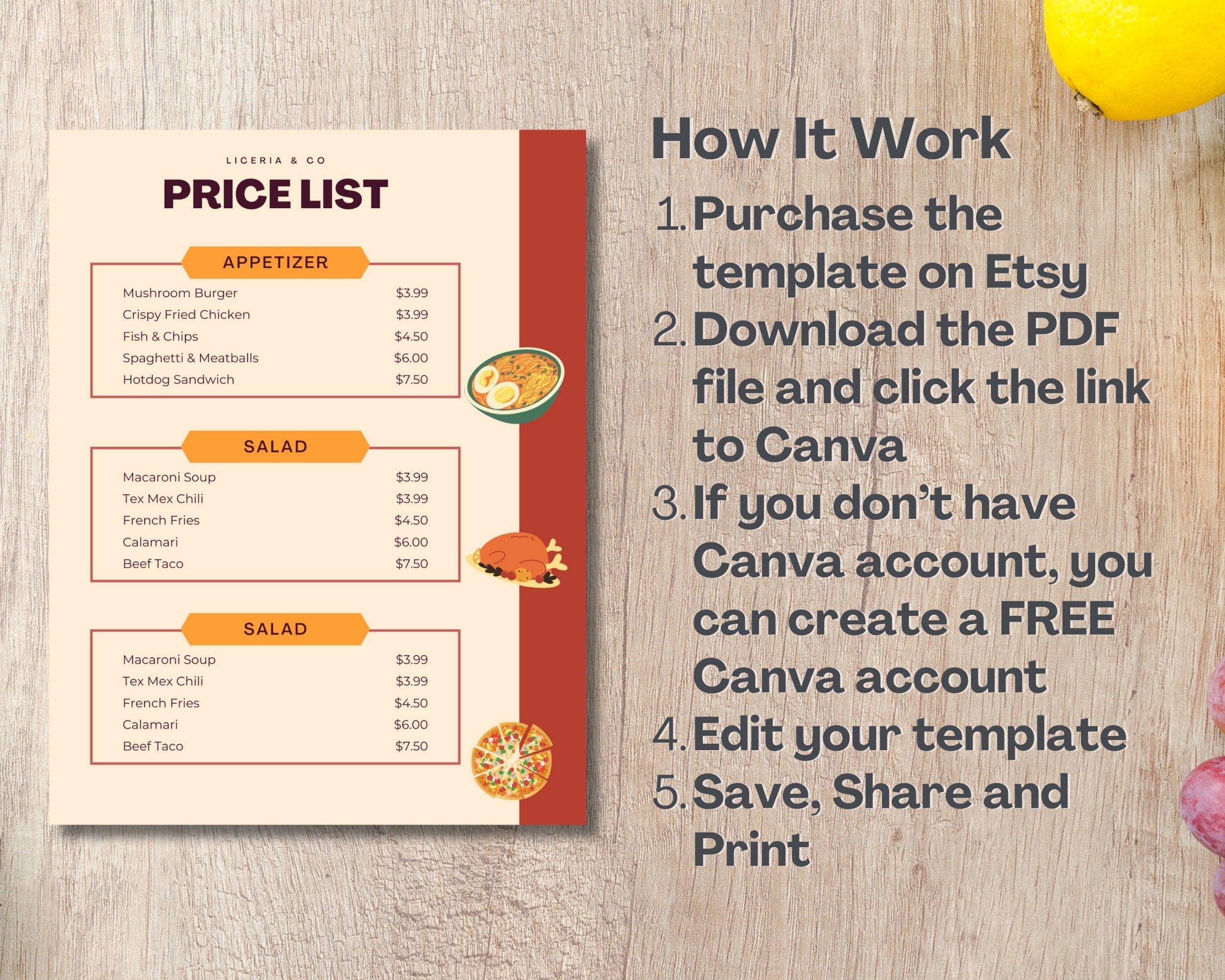 Elegant Minimalist Food Price List Template, Price List Template ...
