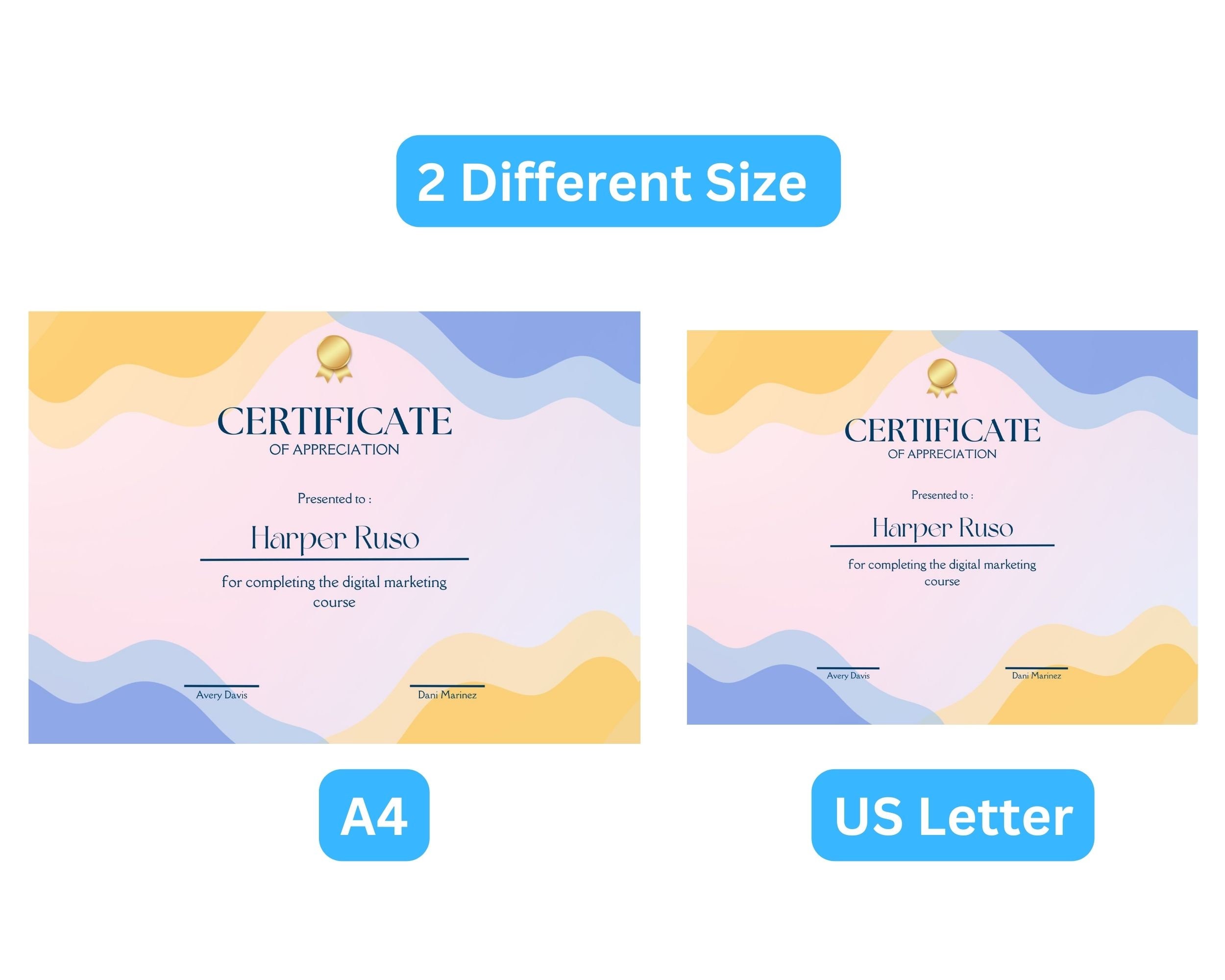 Certificate of Appreciation Template, Editable Certificate of ...