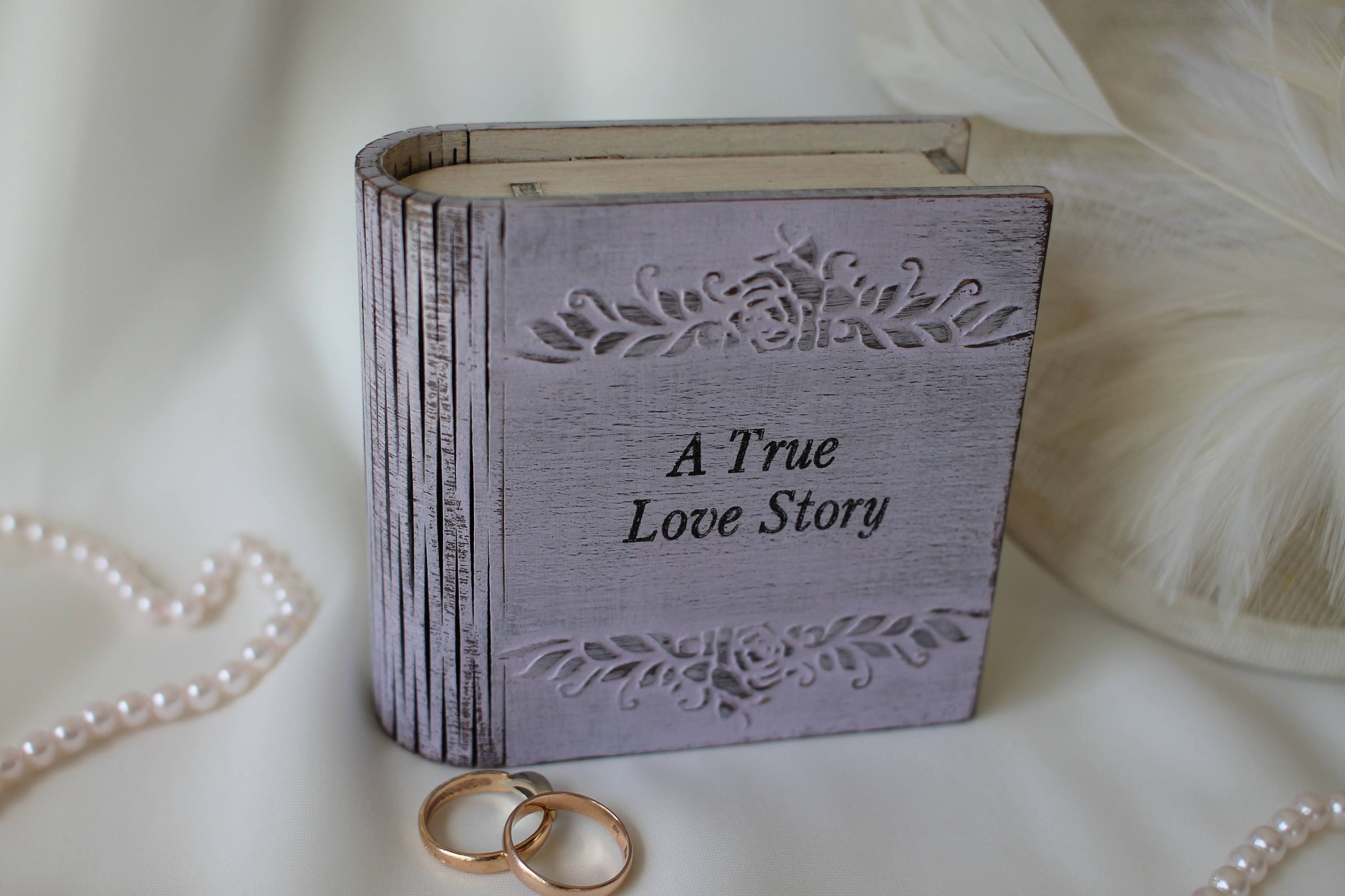 Handmade Book Ring Box: Purple Wedding Ring Holder With Pillow - Etsy