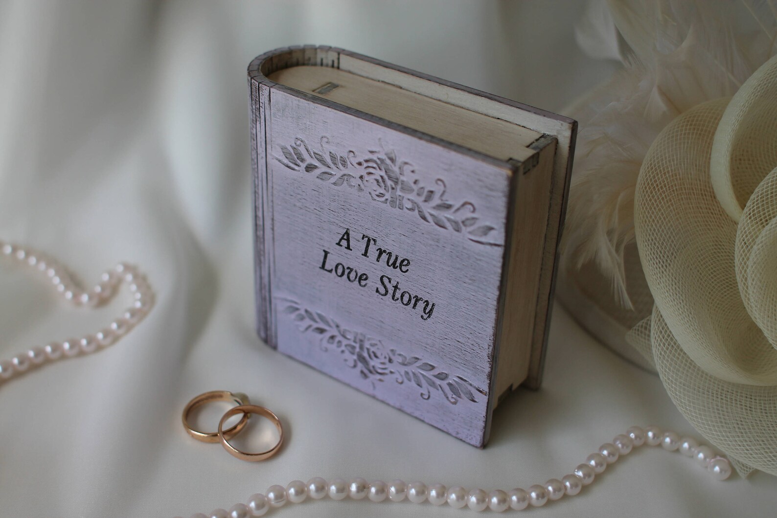 Handmade Book Ring Box: Purple Wedding Ring Holder With Pillow - Etsy