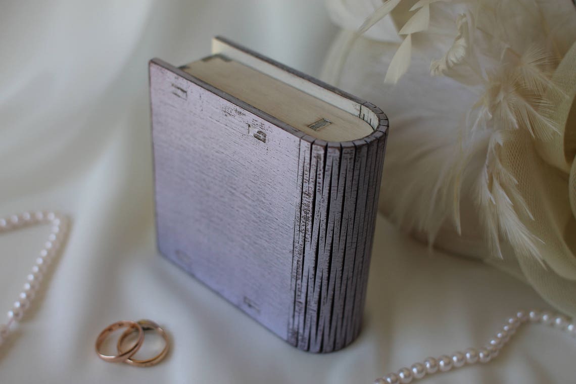 Handmade Book Ring Box: Purple Wedding Ring Holder With Pillow - Etsy