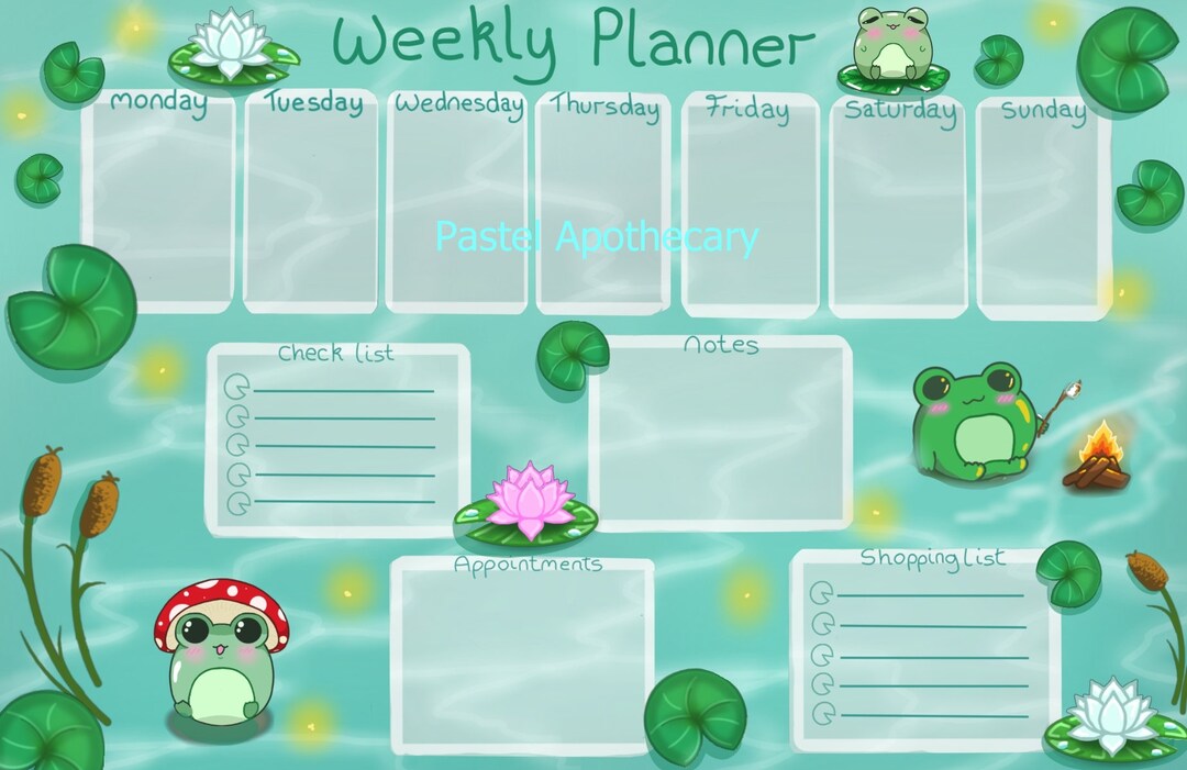 Frog Lily Pad Swamp Journal Planner, Bujo Bullet Journal Tracker, Daily ...