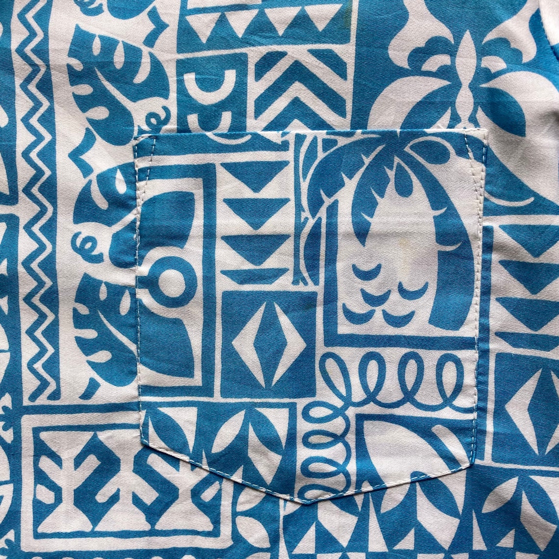 Blue Hawaiian Tapa Motifs, Vintage 1960's - Etsy