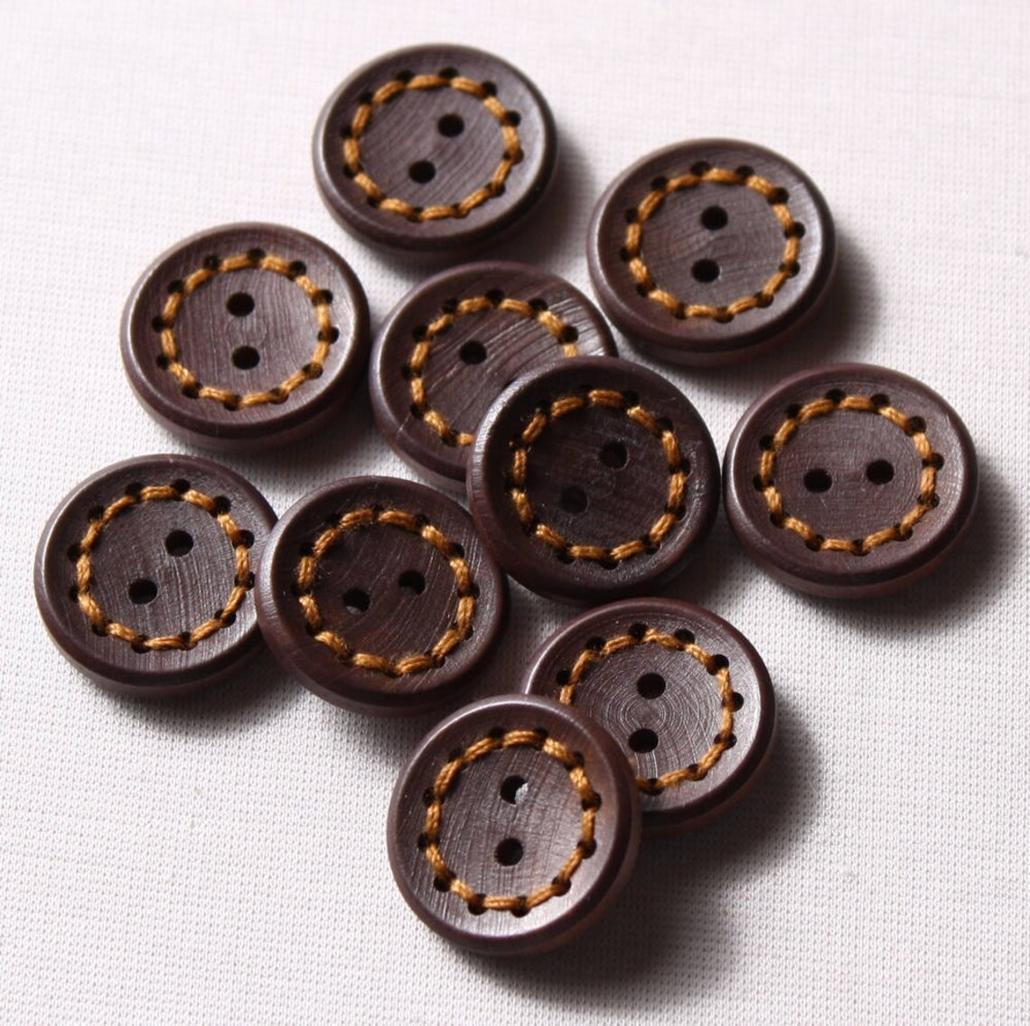 6 15mm or 20mm buttons look stitched 2 holes 8056 | Etsy