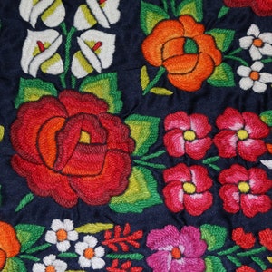 Navy Blue Embroidered TEHUANA Dress: Vintage Mexican Dress, Kaftan ...