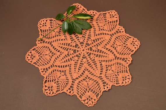 Beautiful Medium Doily New Round Doily Light Orange Doily | Etsy